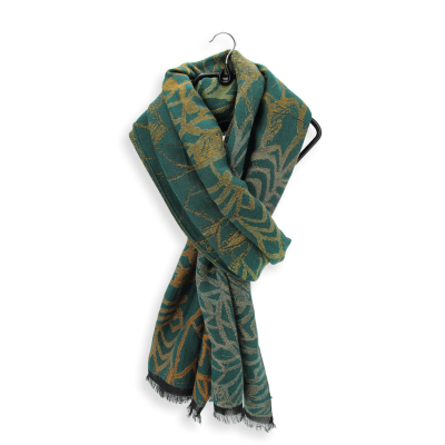 Douce écharpe coton femme en noir et bleu - Fabrication française