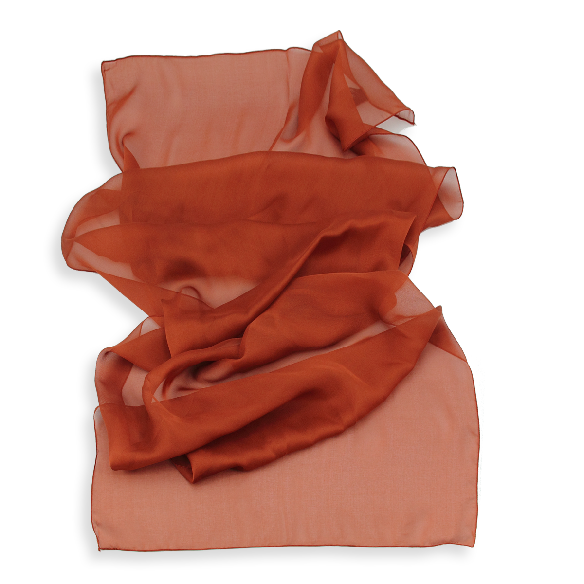 Foulard femme uni roux en mousseline soie | Matière 100% naturelle.