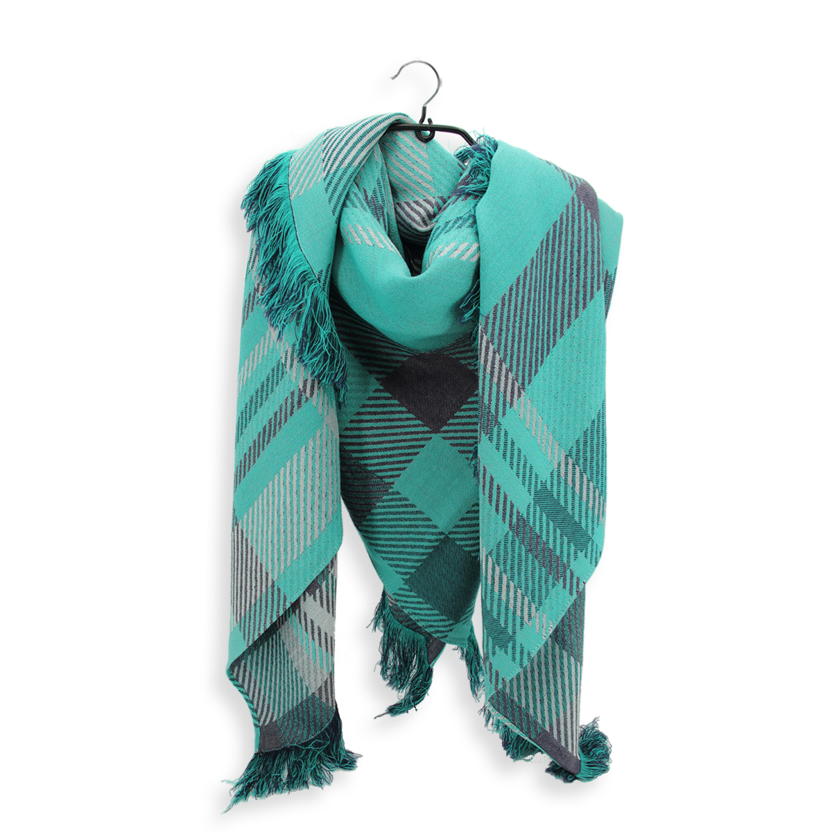 Très grand carré plaid laine vert | Style écossais très tendance.